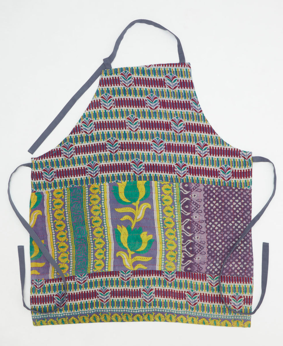 Kantha Bib Apron - No. 250607 | Adjustable Aprons – Anchal Project