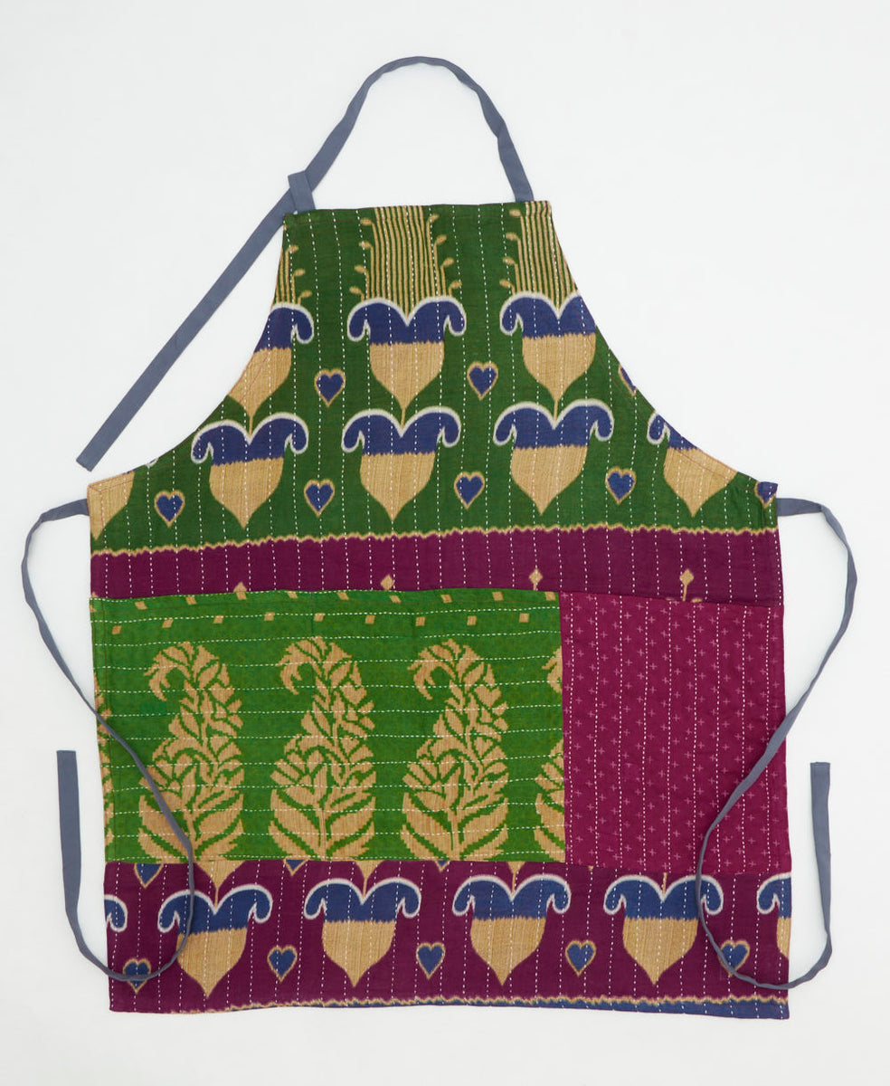 Kantha Bib Apron - No. 250617 | Adjustable Aprons – Anchal Project
