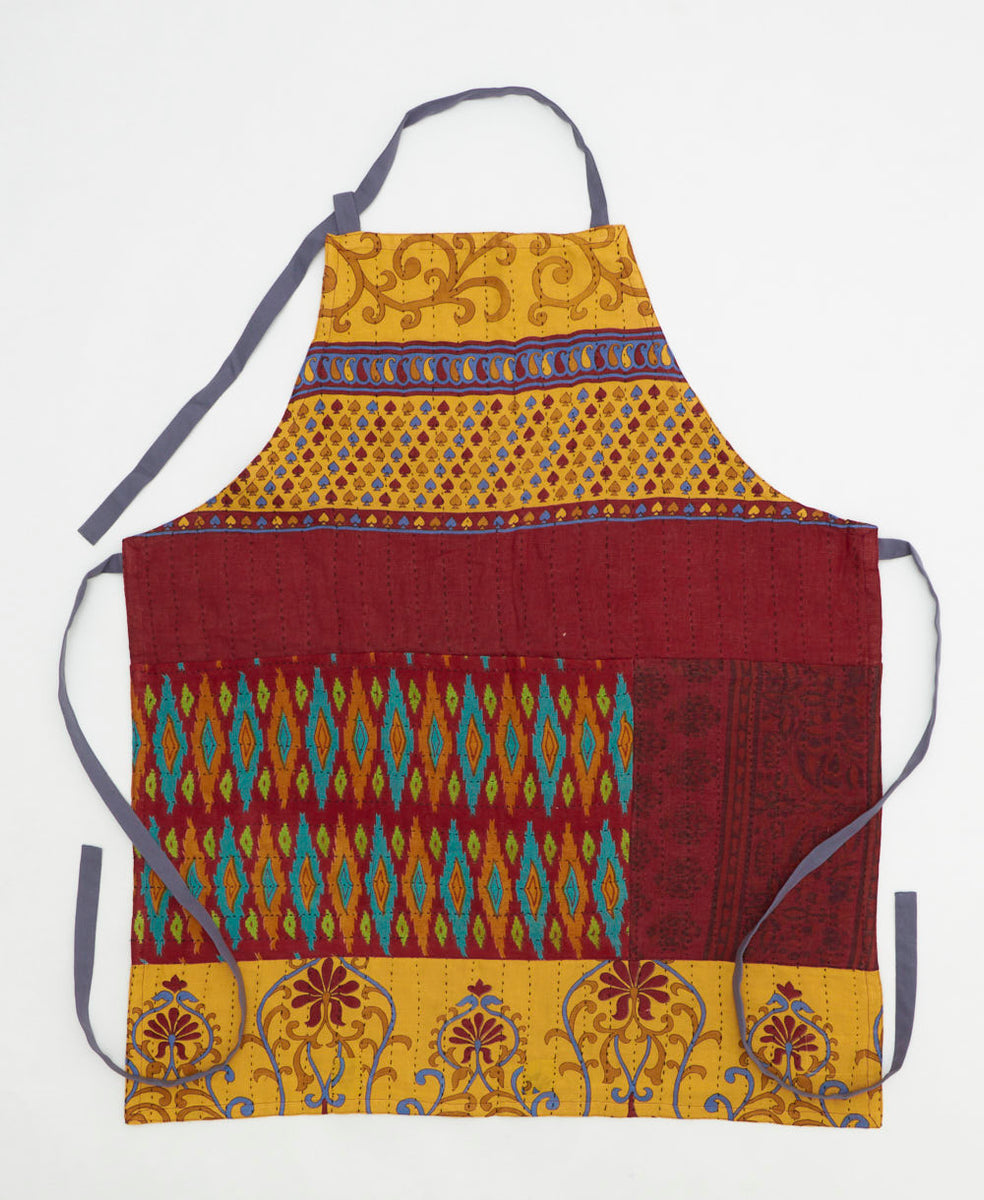 Kantha Bib Apron - No. 250715 | Adjustable Aprons – Anchal Project